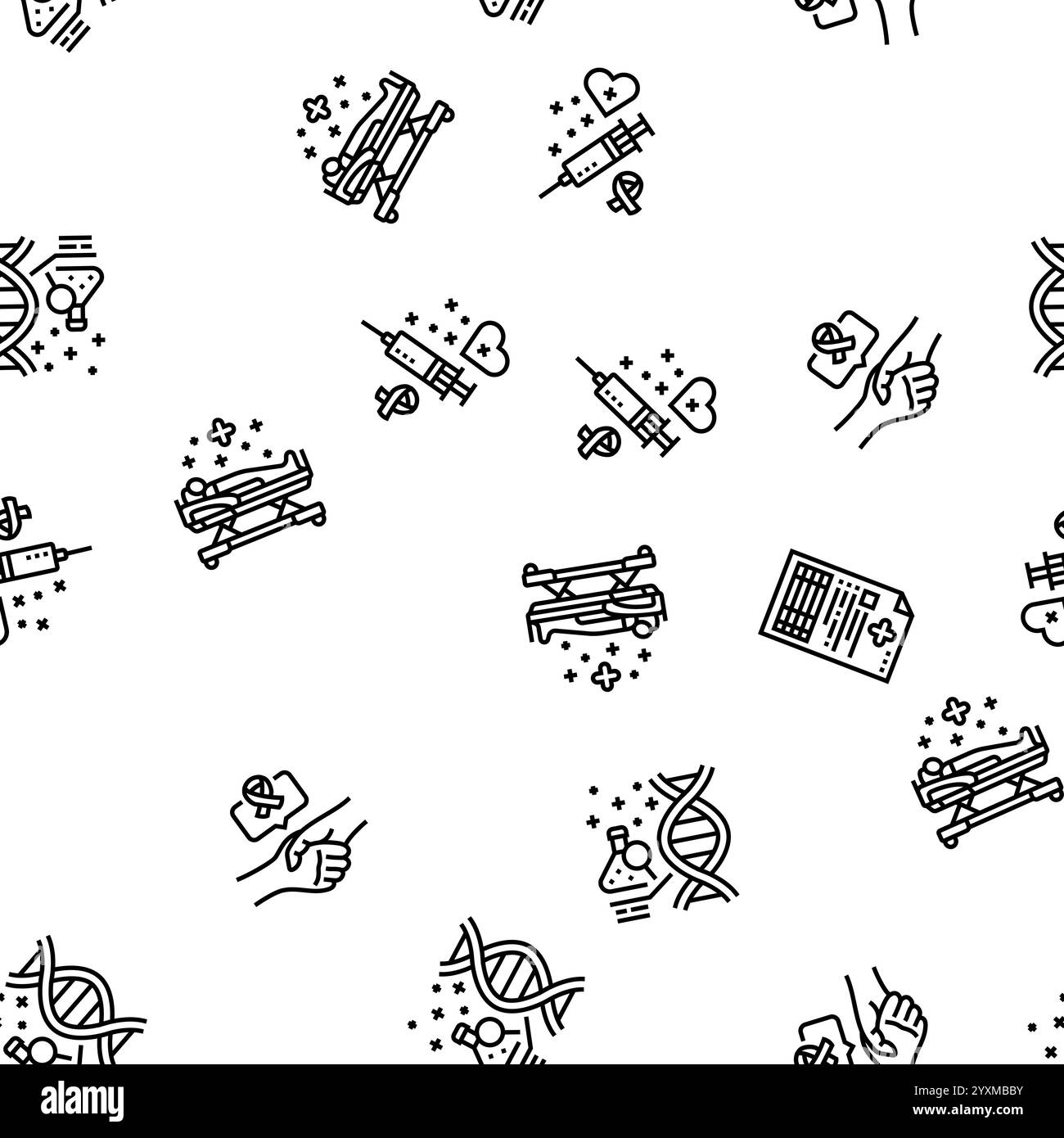 cancer treatment chemotherapy vector seamless pattern thin line ...