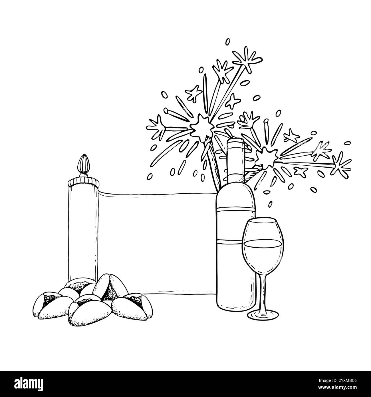 Holiday fireworks sketch Black and White Stock Photos & Images - Alamy