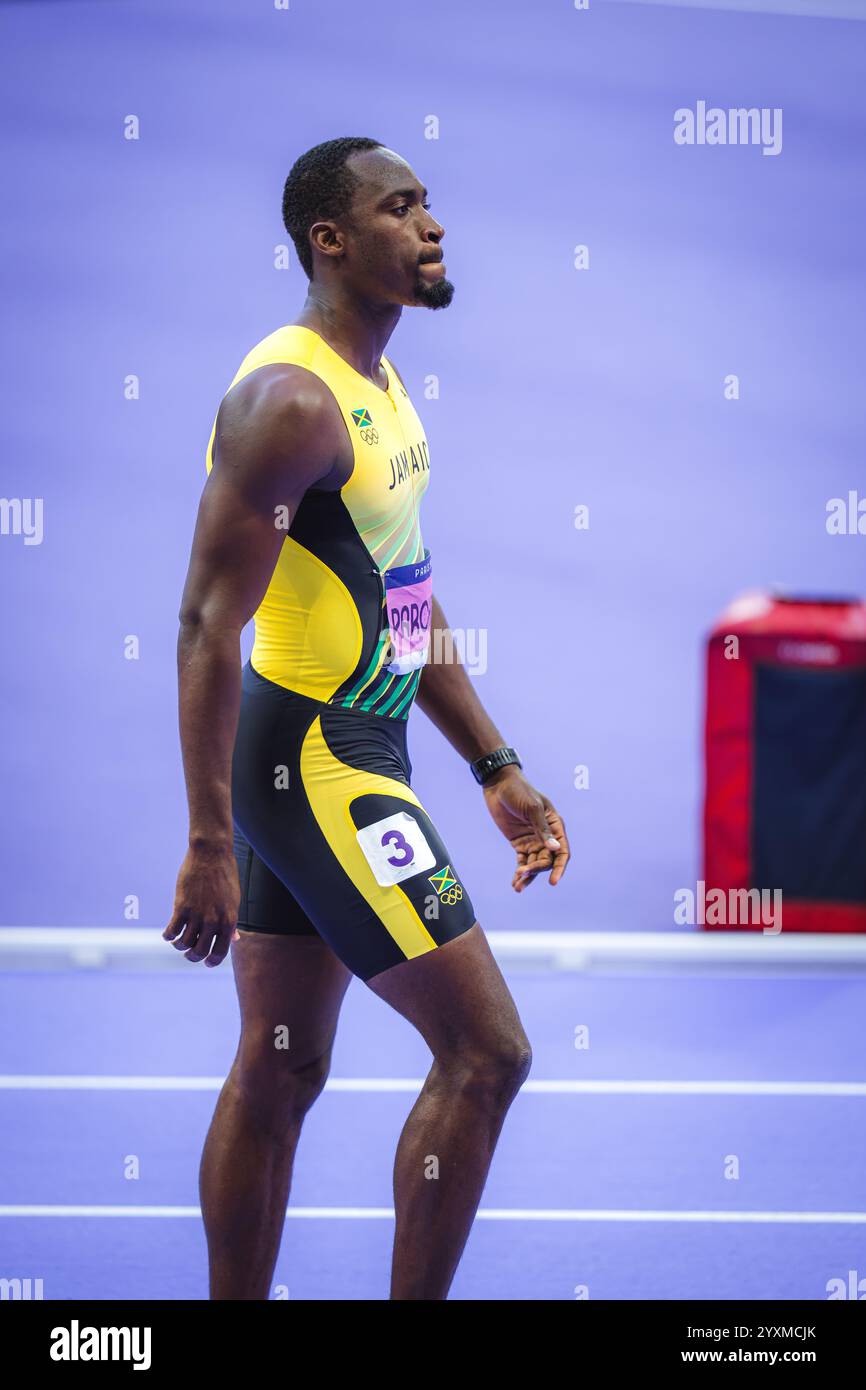 Hansle Parchment participating in the 110 meters hurdles at the Paris ...