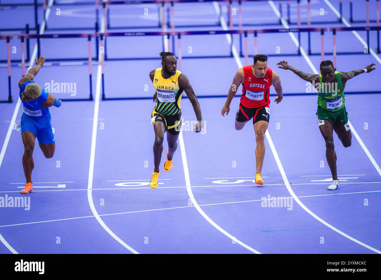 Rasheed Broadbell participating in the 110 meters hurdles at the Paris ...