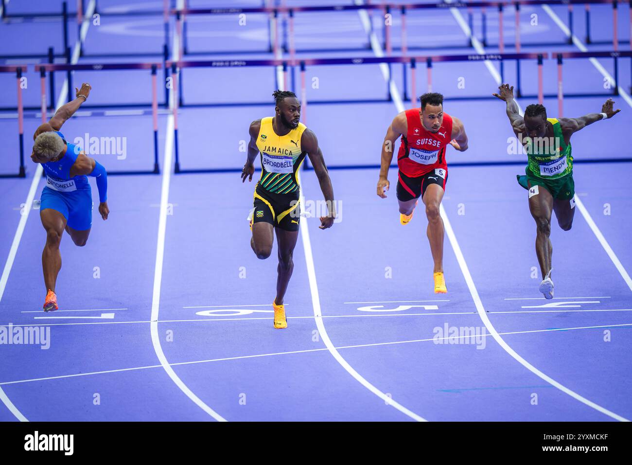 Rasheed Broadbell participating in the 110 meters hurdles at the Paris ...