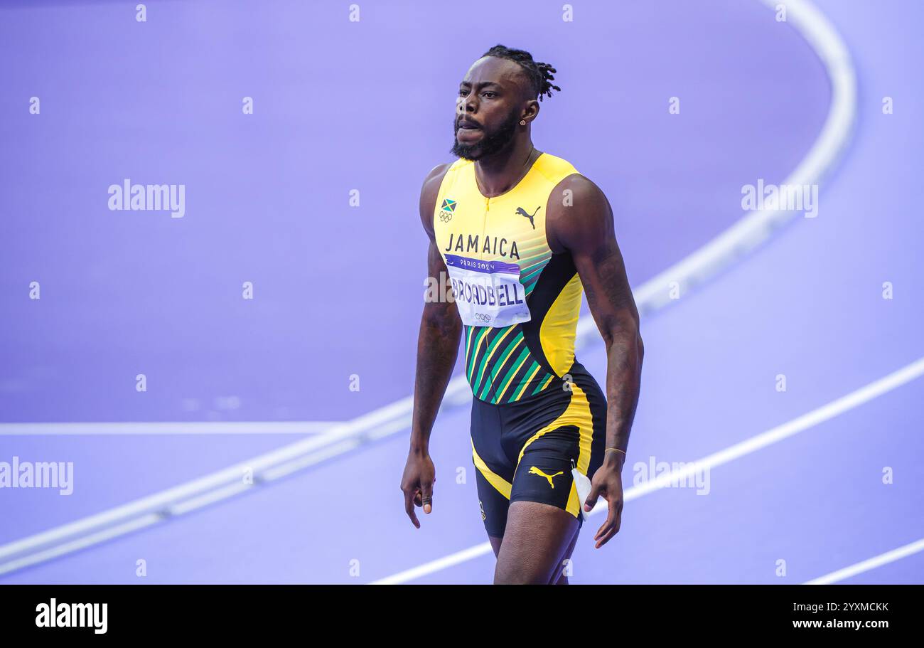 Rasheed Broadbell participating in the 110 meters hurdles at the Paris ...