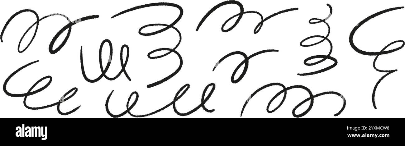 Seamless wavy line pattern with curvy abstract squiggles in a ...