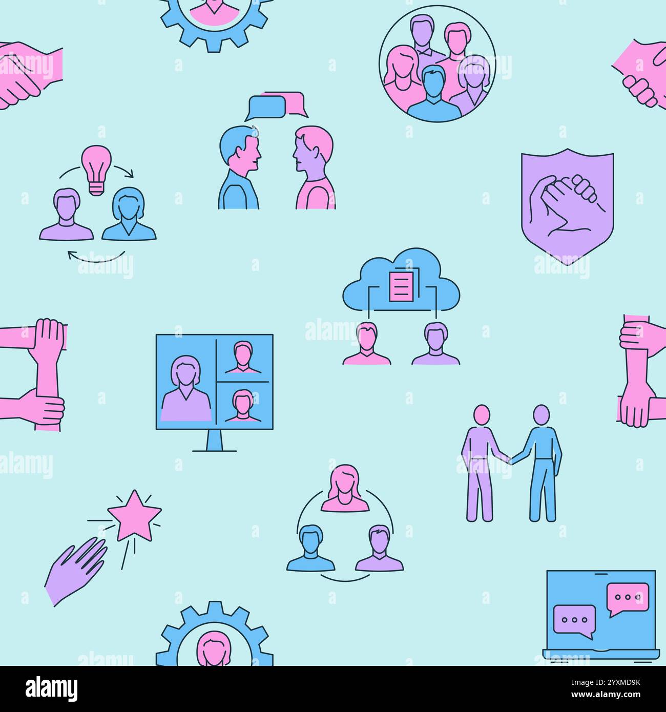 Collaboration and teamwork seamless pattern. Vector illustration Stock ...