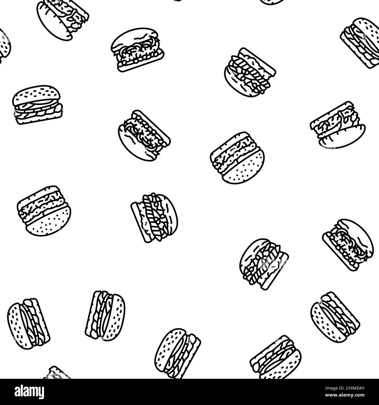Seamless burger pattern drawn Black and White Stock Photos & Images - Alamy