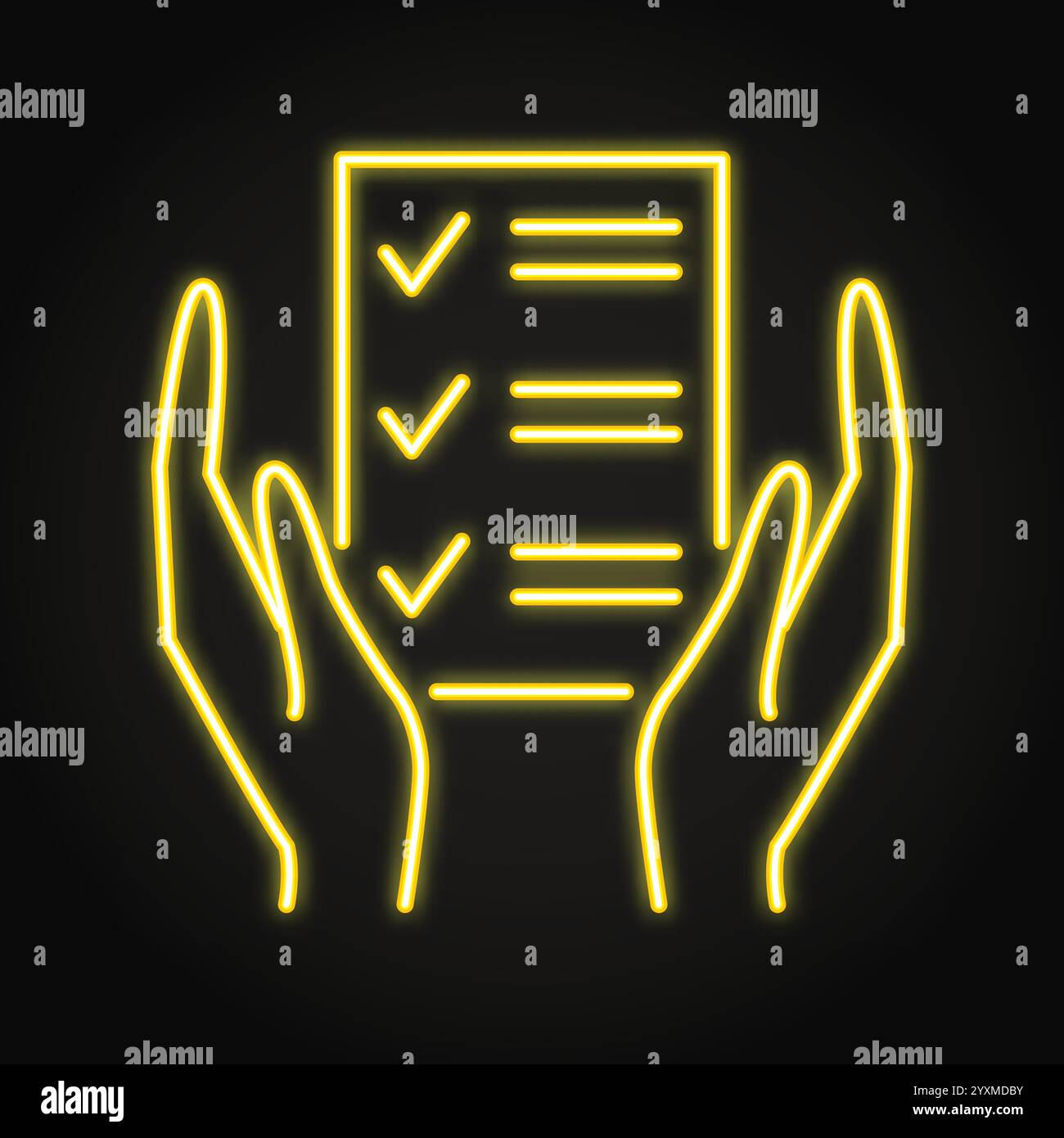 Responsibility neon icon. Obligation, duties checklist. Vector ...