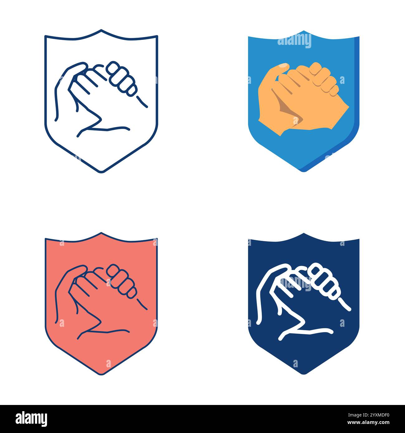 Trust icon set in flat and line style. Partnership, agreement. Two ...