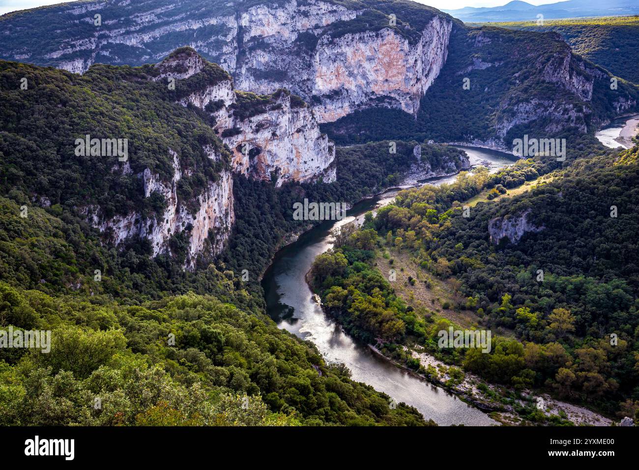 great canyon of the Ardeche river, in Cevennes mountains, South of ...