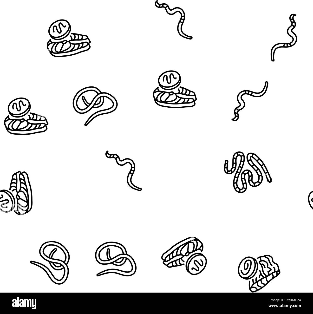 helminth worm parasite roundworm seamless pattern vector Stock Vector ...