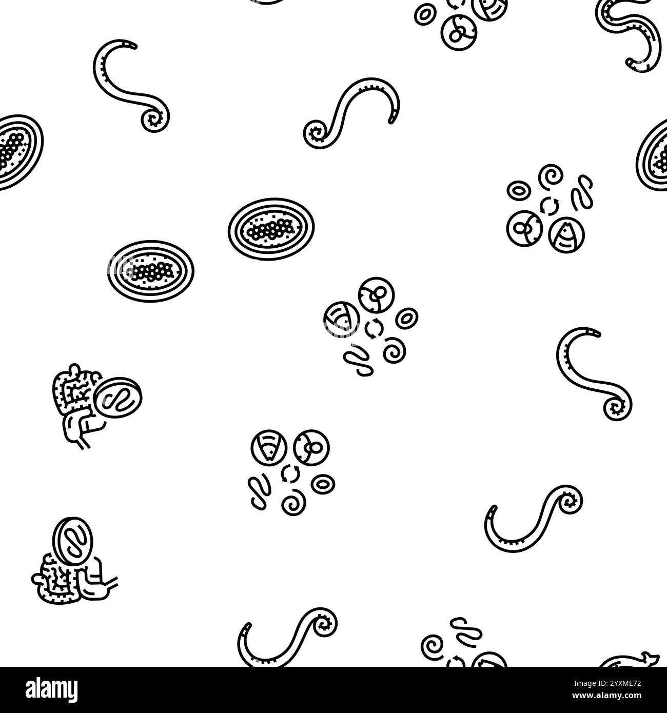 helminth worm parasite roundworm seamless pattern vector Stock Vector ...