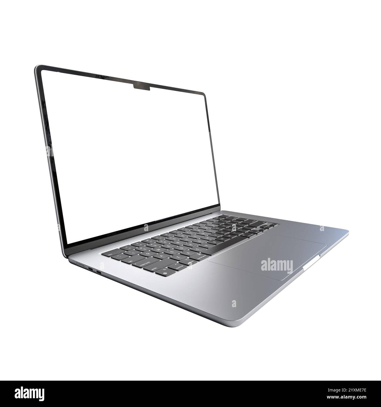 Modern silver laptop with transparent screen 3d Stock Photo - Alamy