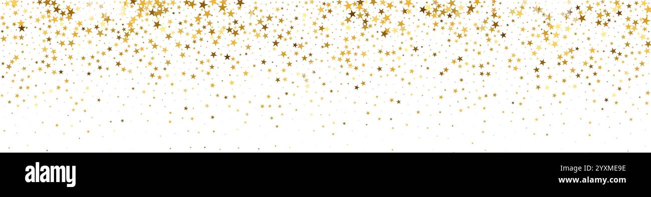 Golden star background with glittering confetti and falling stardust ...