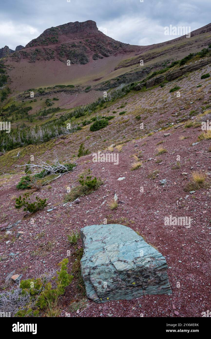 Blue rock, Red Gap Pass, Glacier National Park, Montana, USA Stock ...
