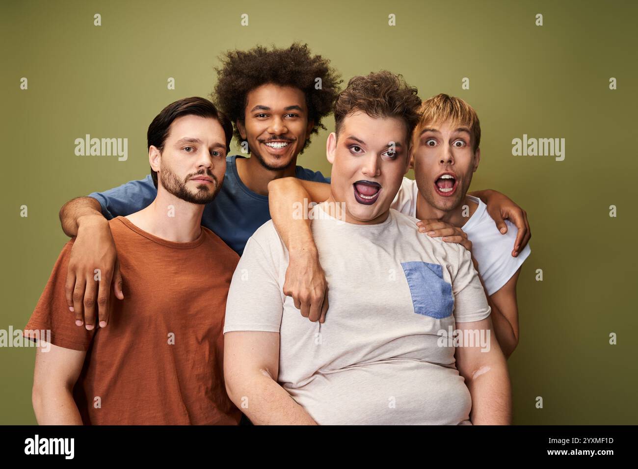 Four friends express their vibrant personalities, showcasing joy and ...