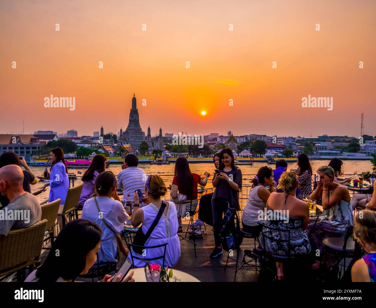 Bangkok, Thailand - January 16, 2020: Sunset view of the Wat Arun from ...