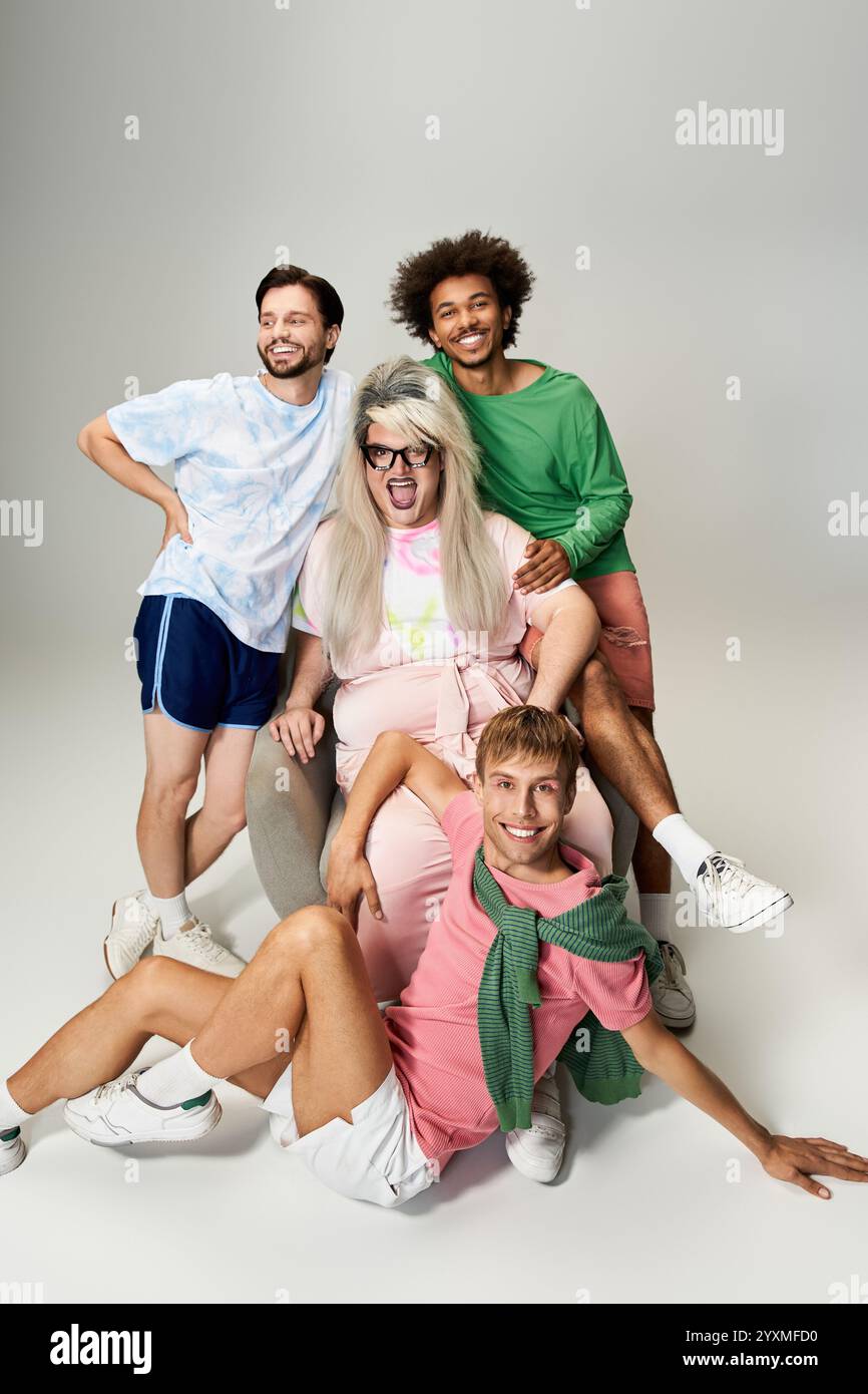 Four diverse friends express their pride and joy while posing in ...