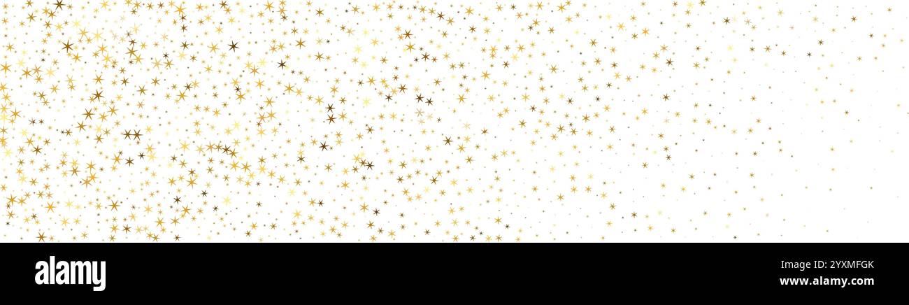 Golden star background with glittering confetti and falling stardust ...
