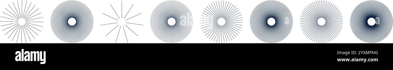 Radial sunburst with sharp rays and geometric lines. Abstract starburst ...