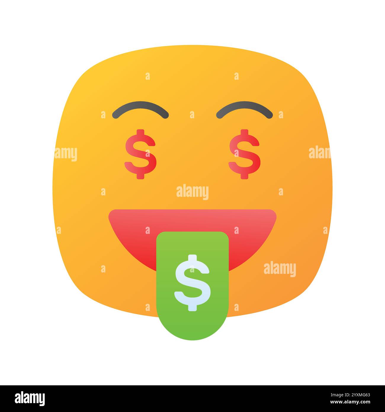 Rich emoji vector design, greedy expressions, dollar sign on tongue ...