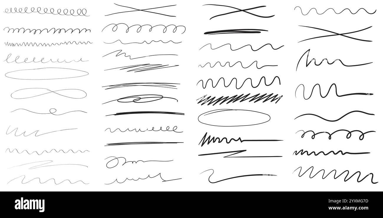 Grunge lines, scrawls, crayon scribbles, rough brush charcoal pen ...