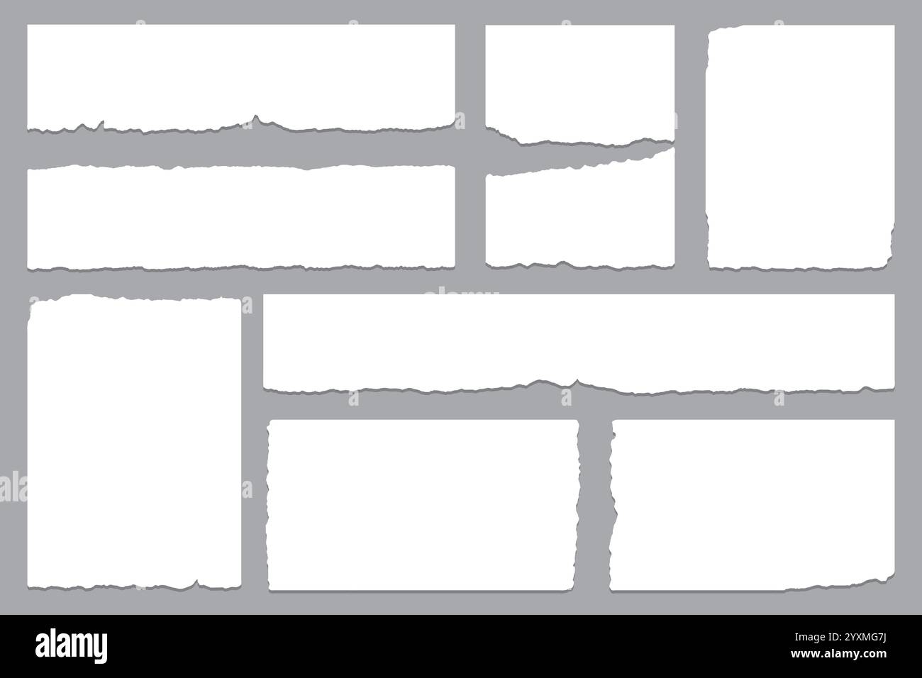 White torn paper rip pieces of sheet edge Stock Vector Image & Art - Alamy