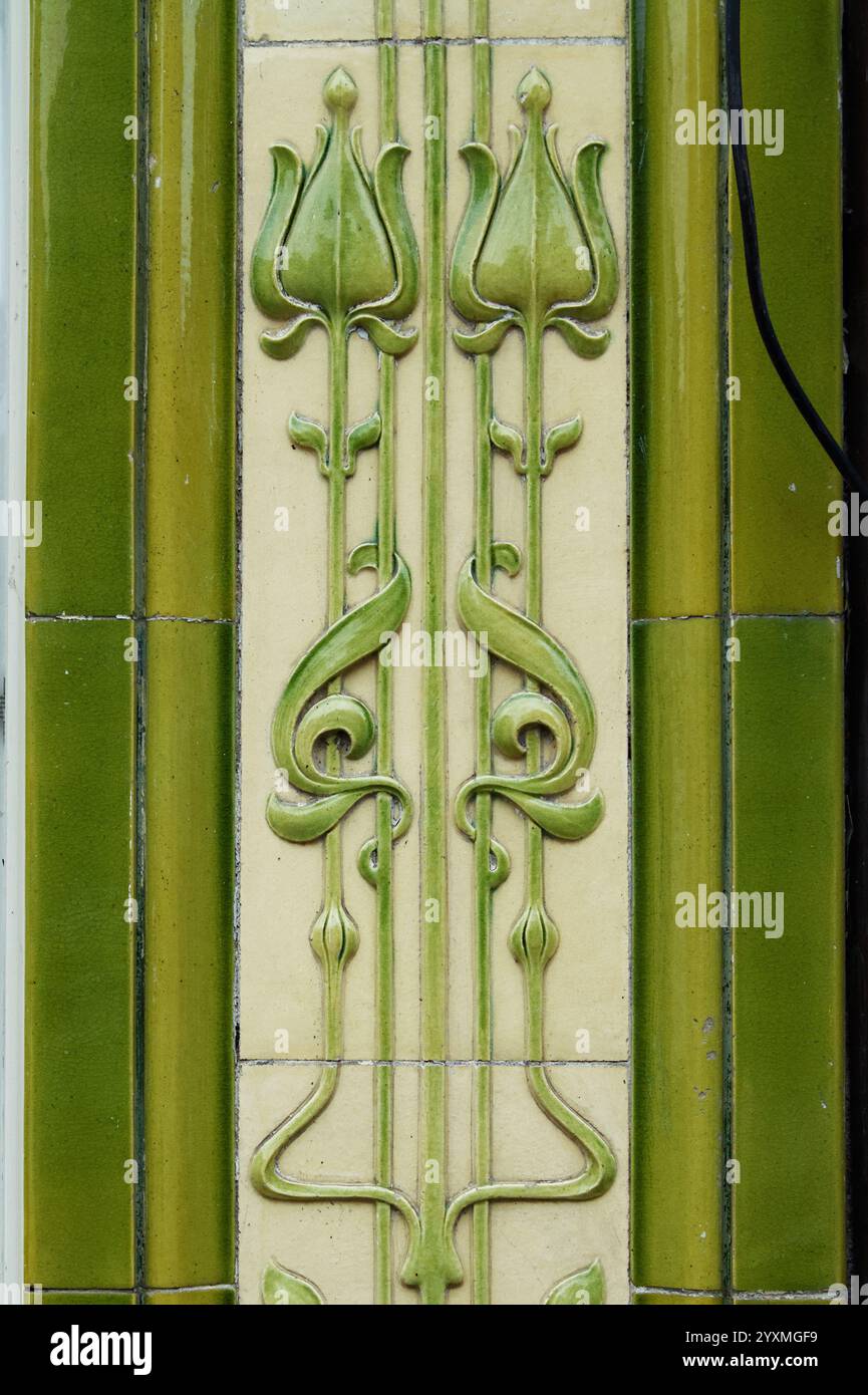 Original Vintage Embossed Majolica Pottery Tiles In The Art Nouveau ...