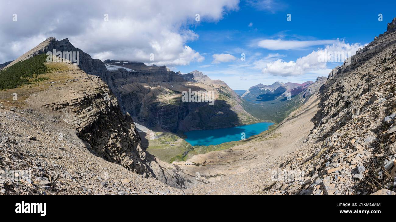 View of Helen Lake from Ahern Pass, Glacier National Park, Montana, USA ...