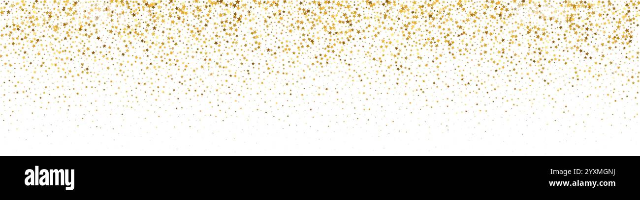 Golden star background with glittering confetti and falling stardust ...
