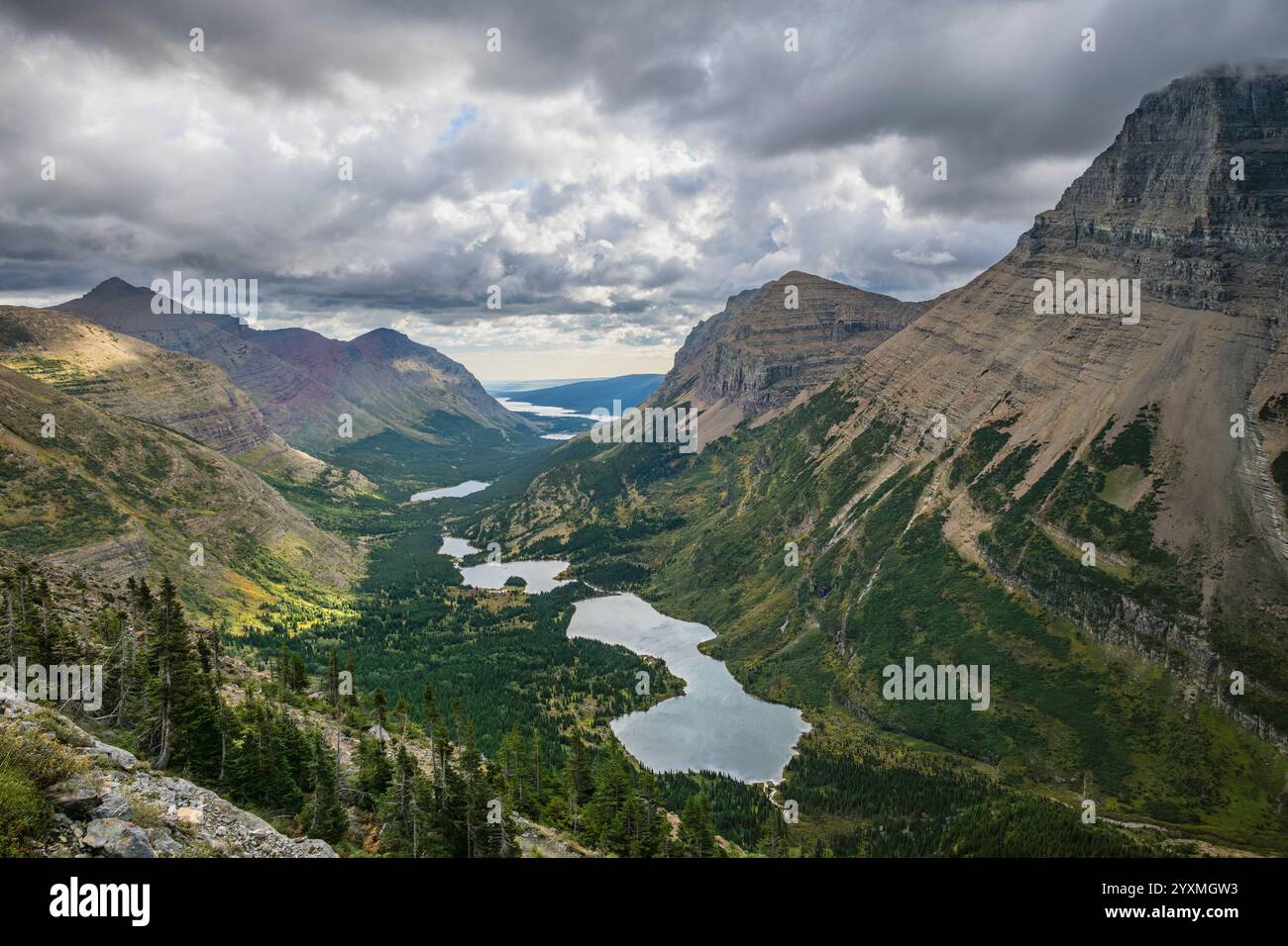 View of Bullhead Lake from Swiftcurrent Pass, Glacier National Park ...