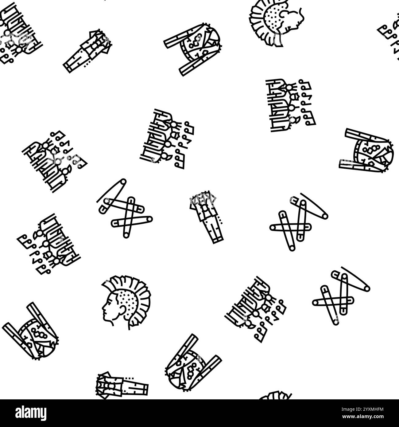 punk retro element hand art seamless pattern vector Stock Vector Image ...