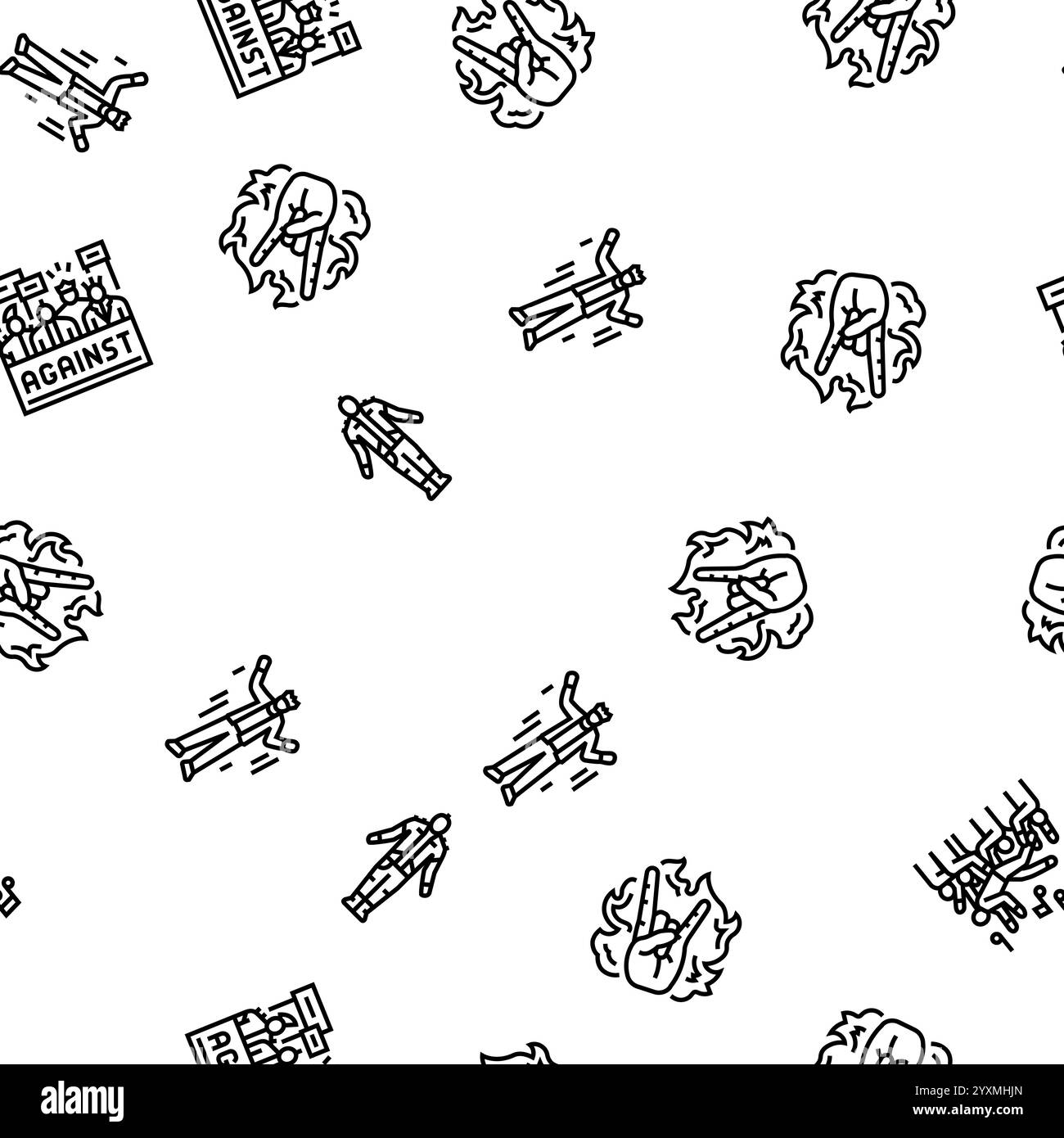 punk retro element hand art seamless pattern vector Stock Vector Image ...