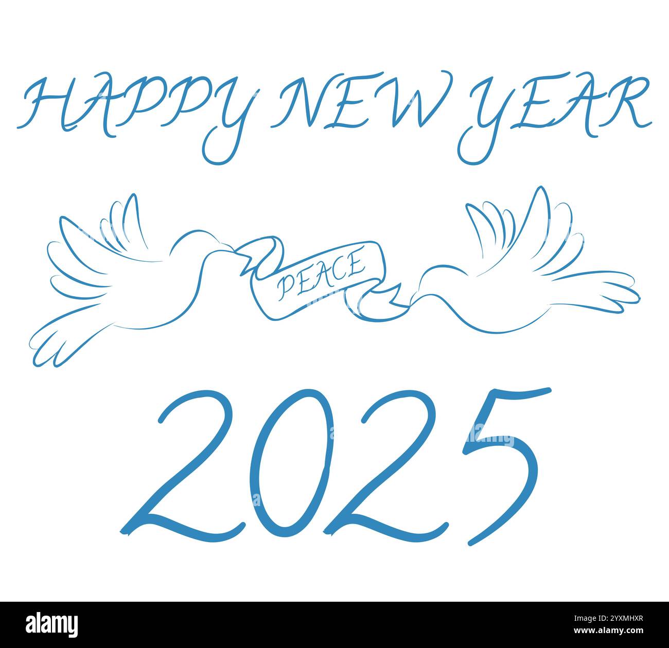Happy New Year 2025 with peace symbol Stock Photo - Alamy