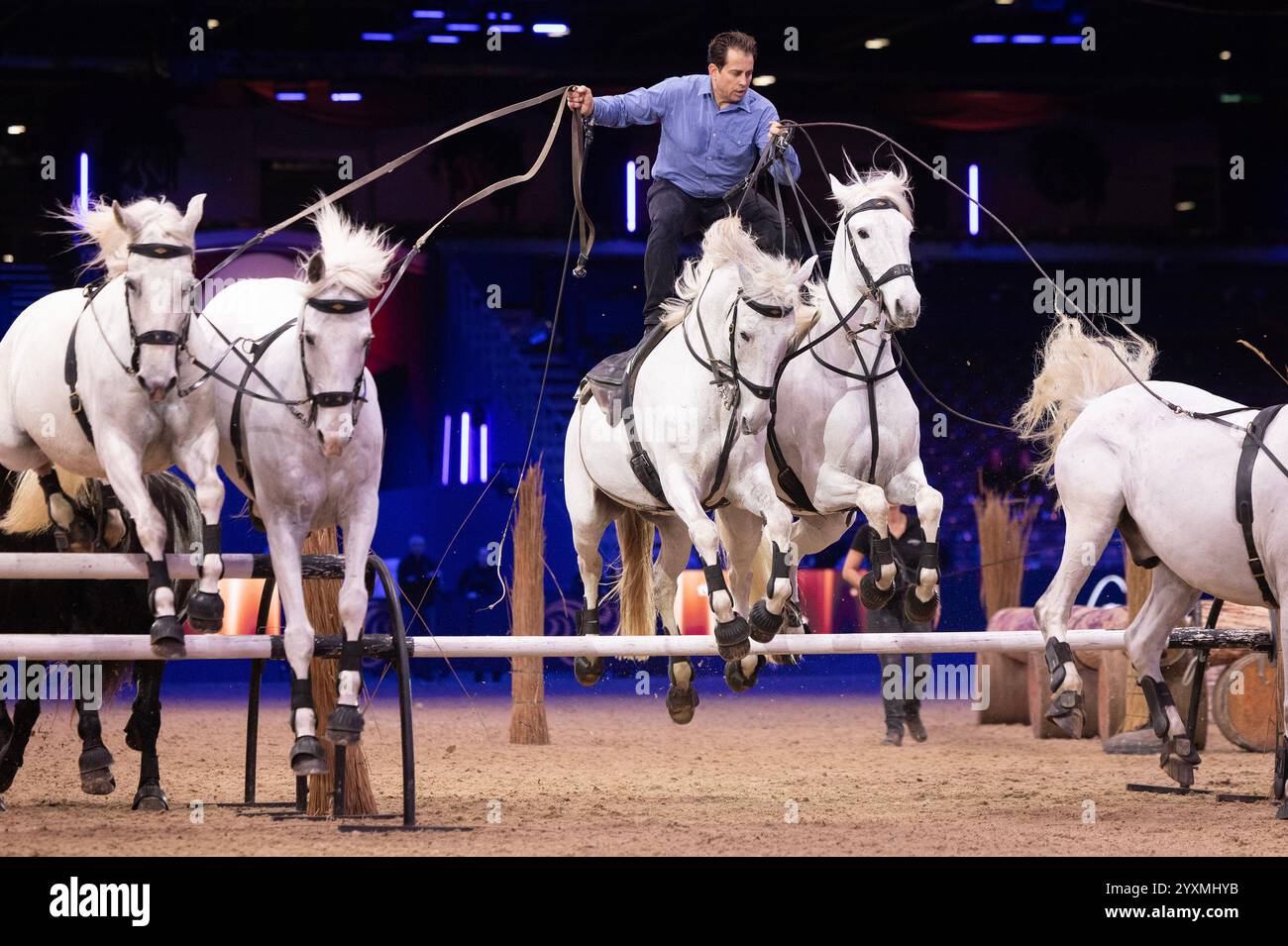 EDITORIAL USE ONLY Lorenzo and his horses rehearse at ExCeL London ...