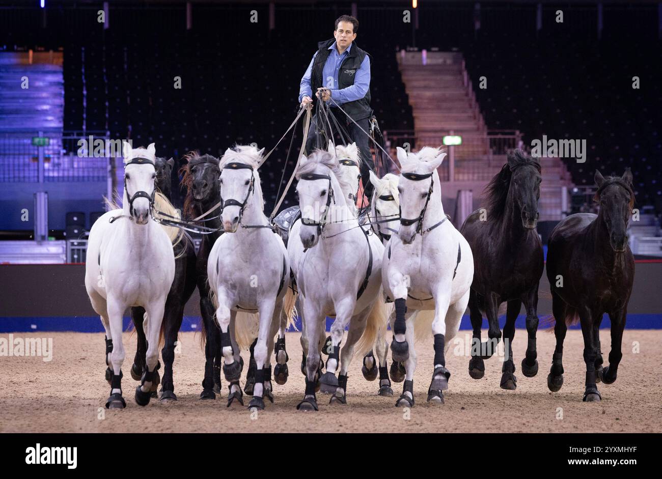 EDITORIAL USE ONLY Lorenzo and his horses rehearse at ExCeL London ...