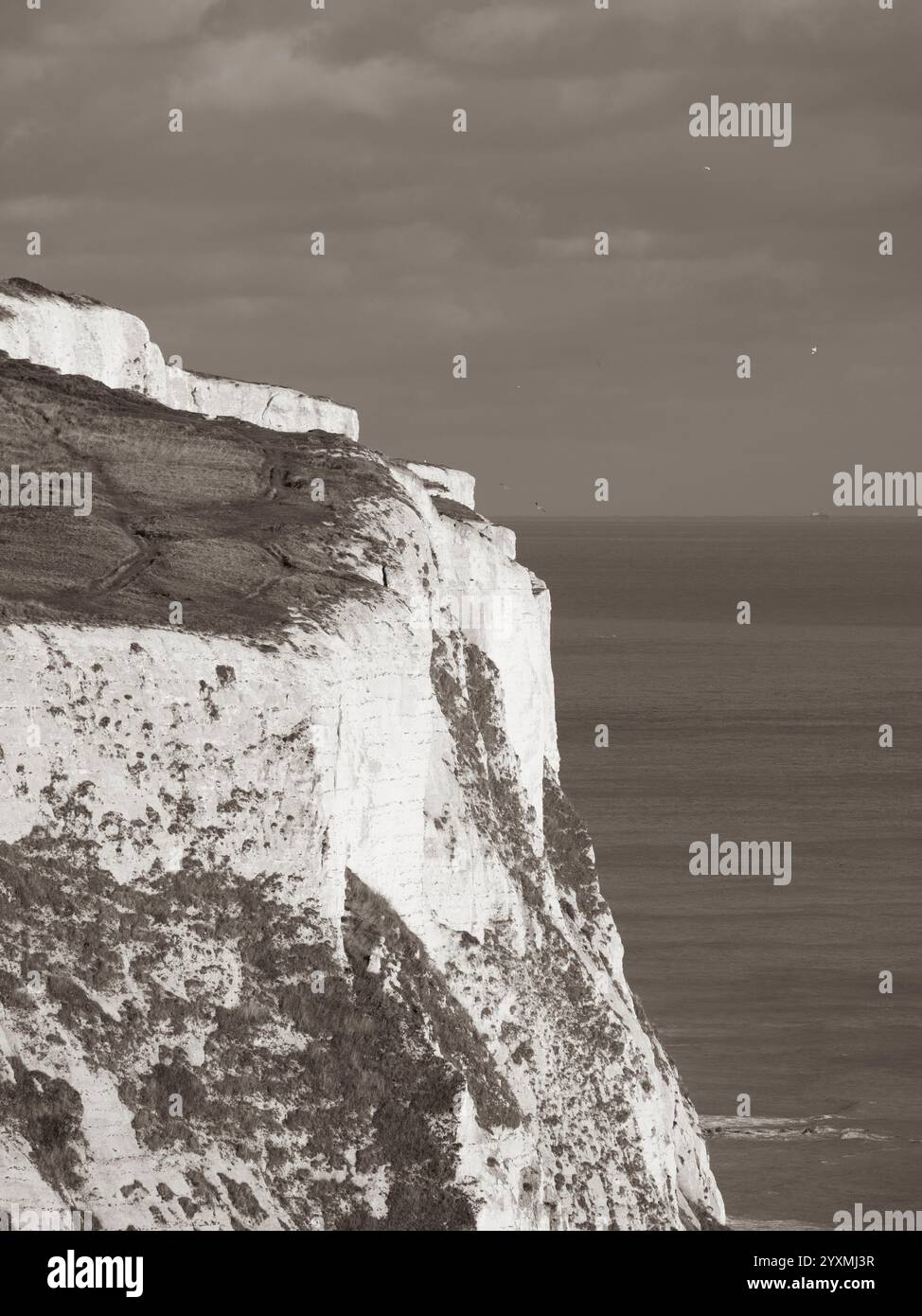 The Cliff Edge, Black and White Landscape, White Cliffs of Dover, Dover ...