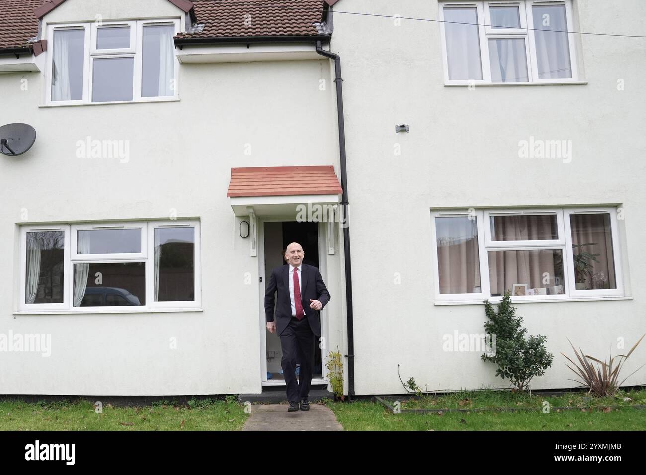 Defence Secretary John Healey leaves a military housing property which ...