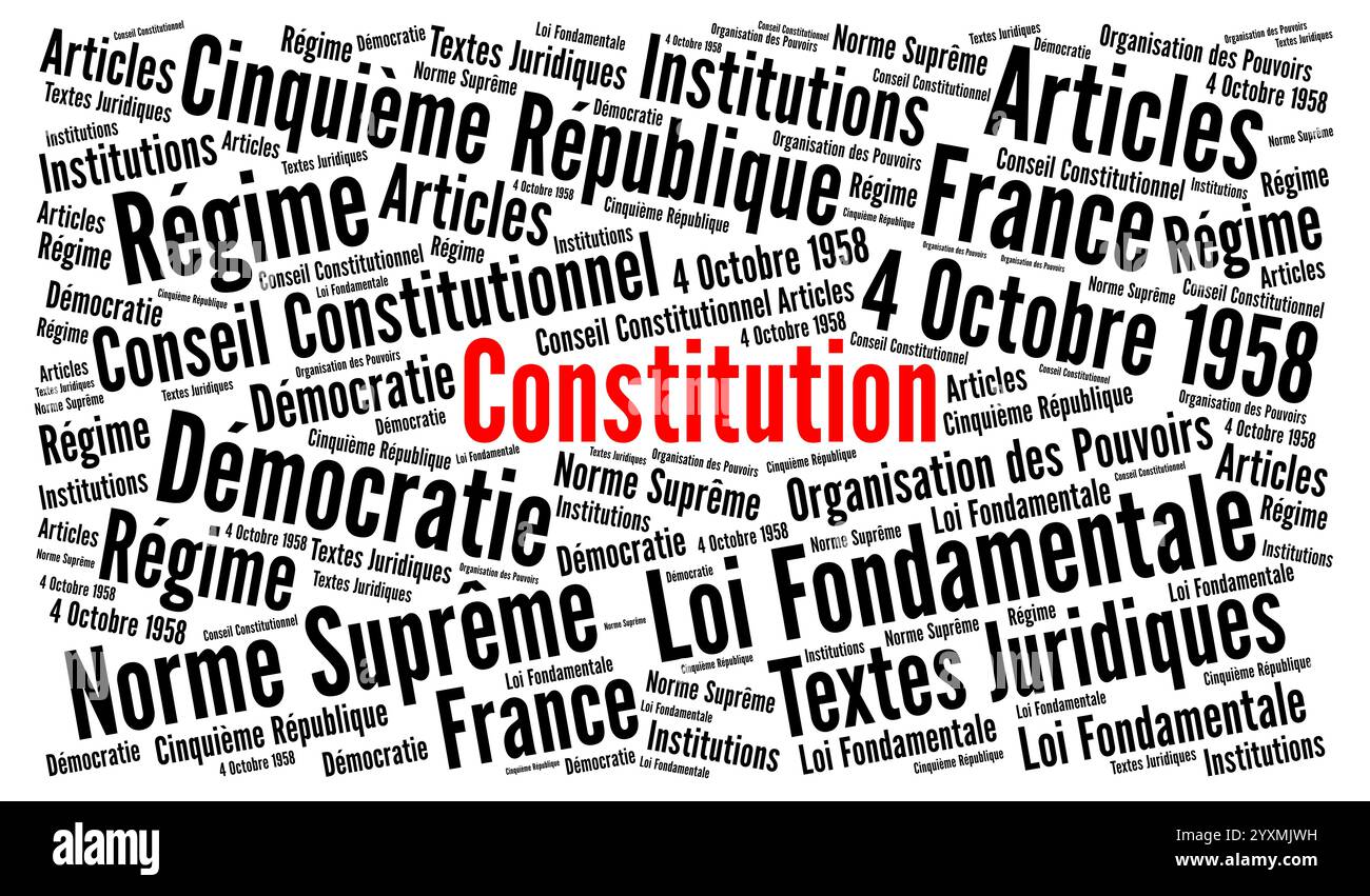 French constitution word cloud concept in French language Stock Photo ...