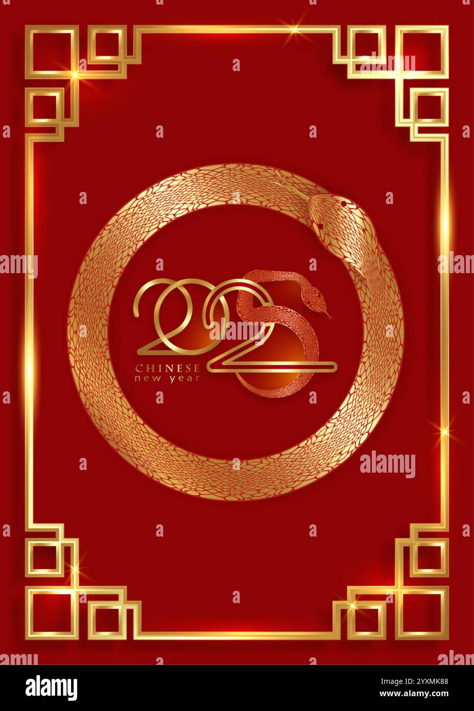 2025 Chinese New Year, Year of the Snake. Enso Circle Gold Logo design ...