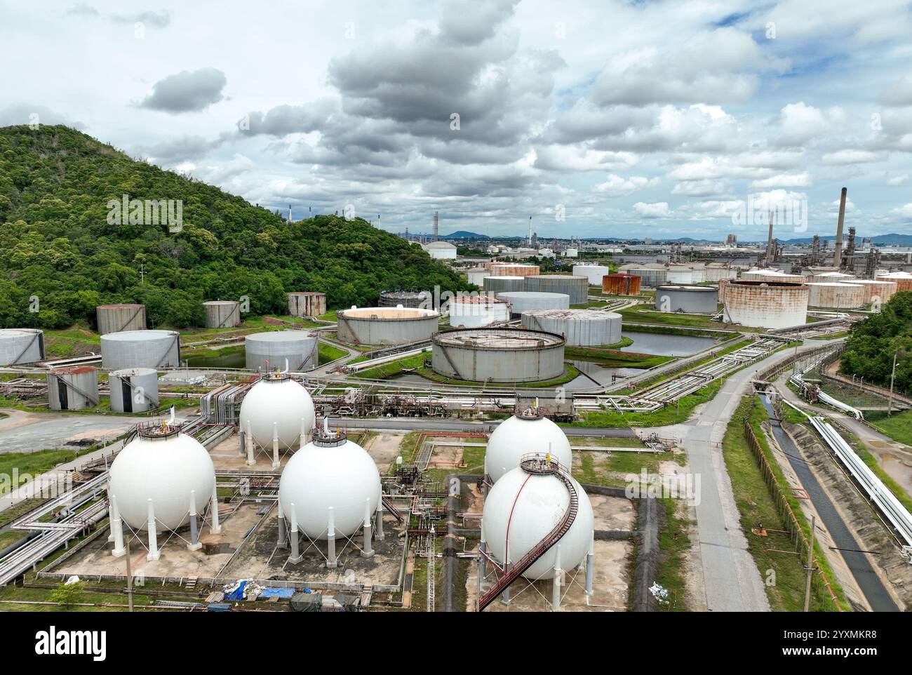 Industrial gas storage tank. LNG or liquefied natural gas storage tank ...