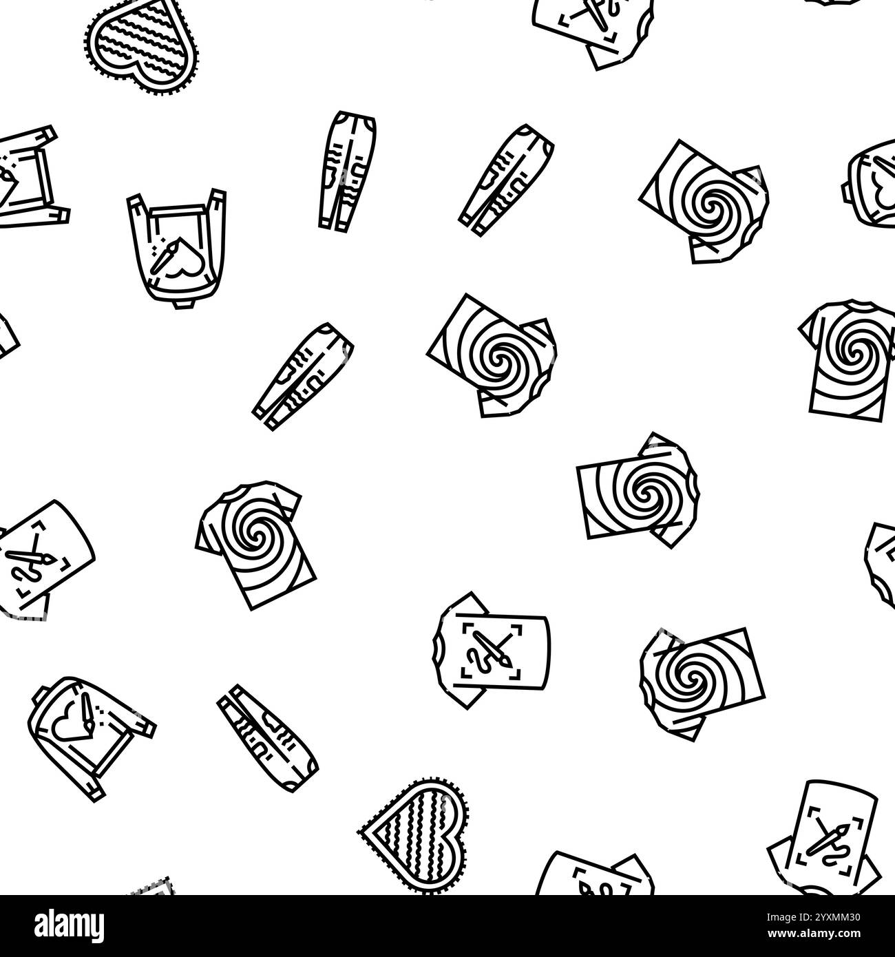 diy fashion fabric handmade vector seamless pattern thin line ...