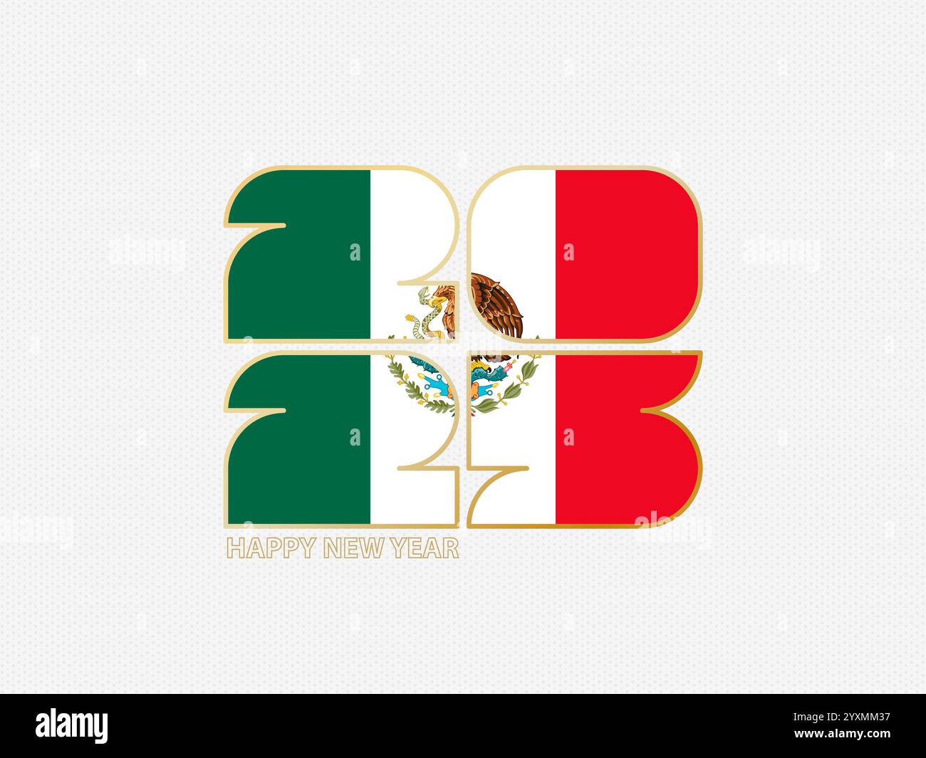 Abstract numbers 2025 with flag of Mexico. Vector illustration Stock ...