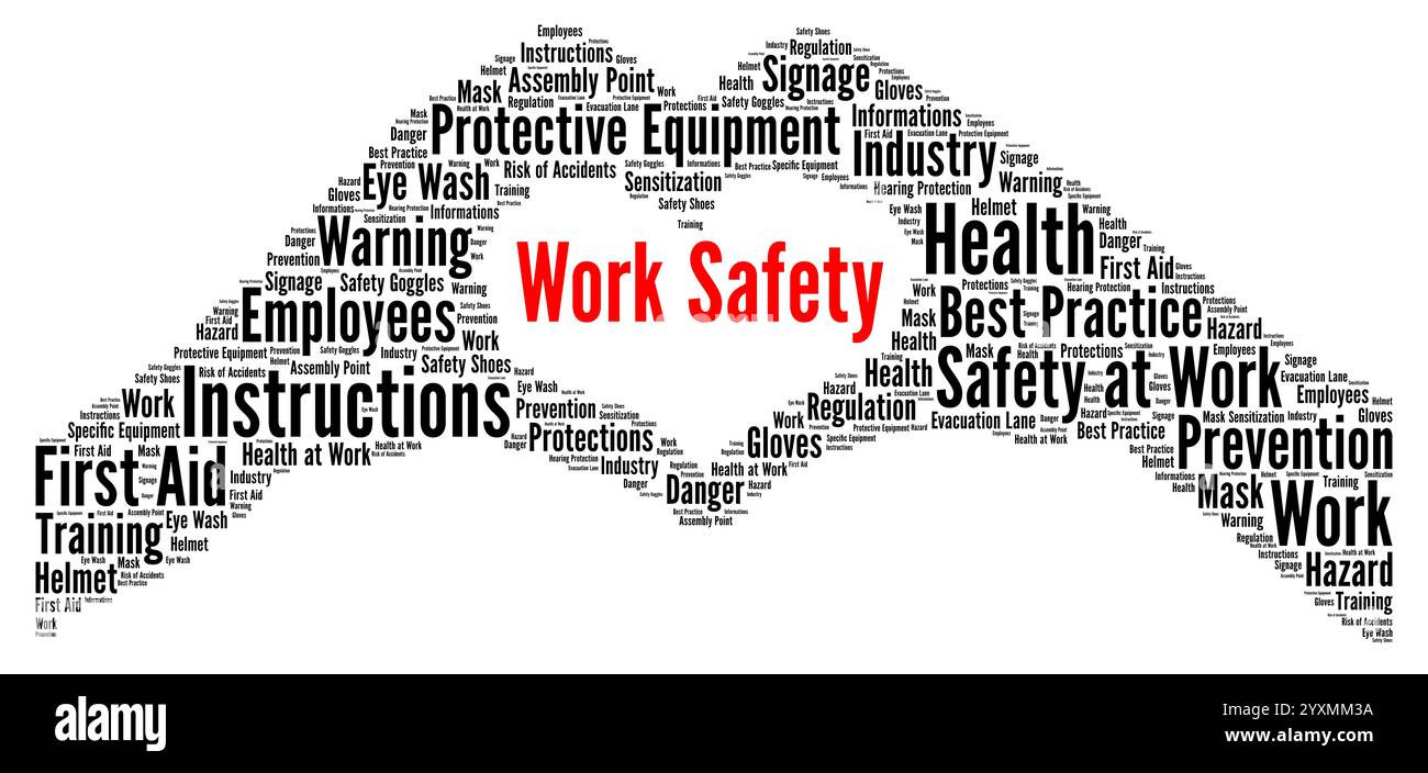 Work safety word cloud illustration Stock Photo - Alamy