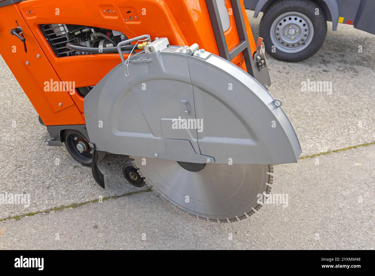 Powerful Diesel Walk Behind Concrete Floor Saw Machine at Construction ...