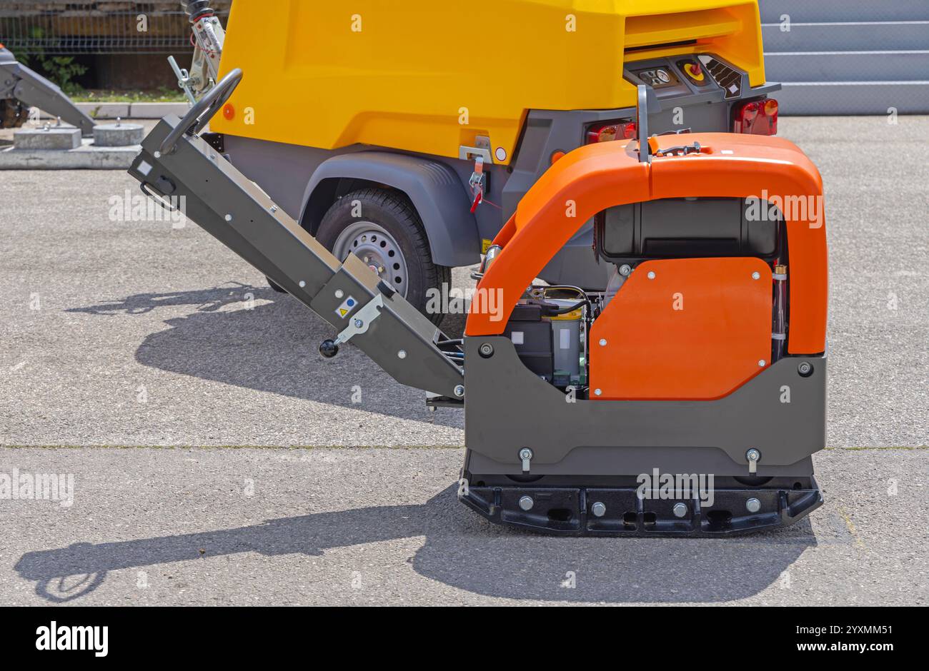 Diesel Powered Reversible Plate Compactor Machine at Construction Site ...