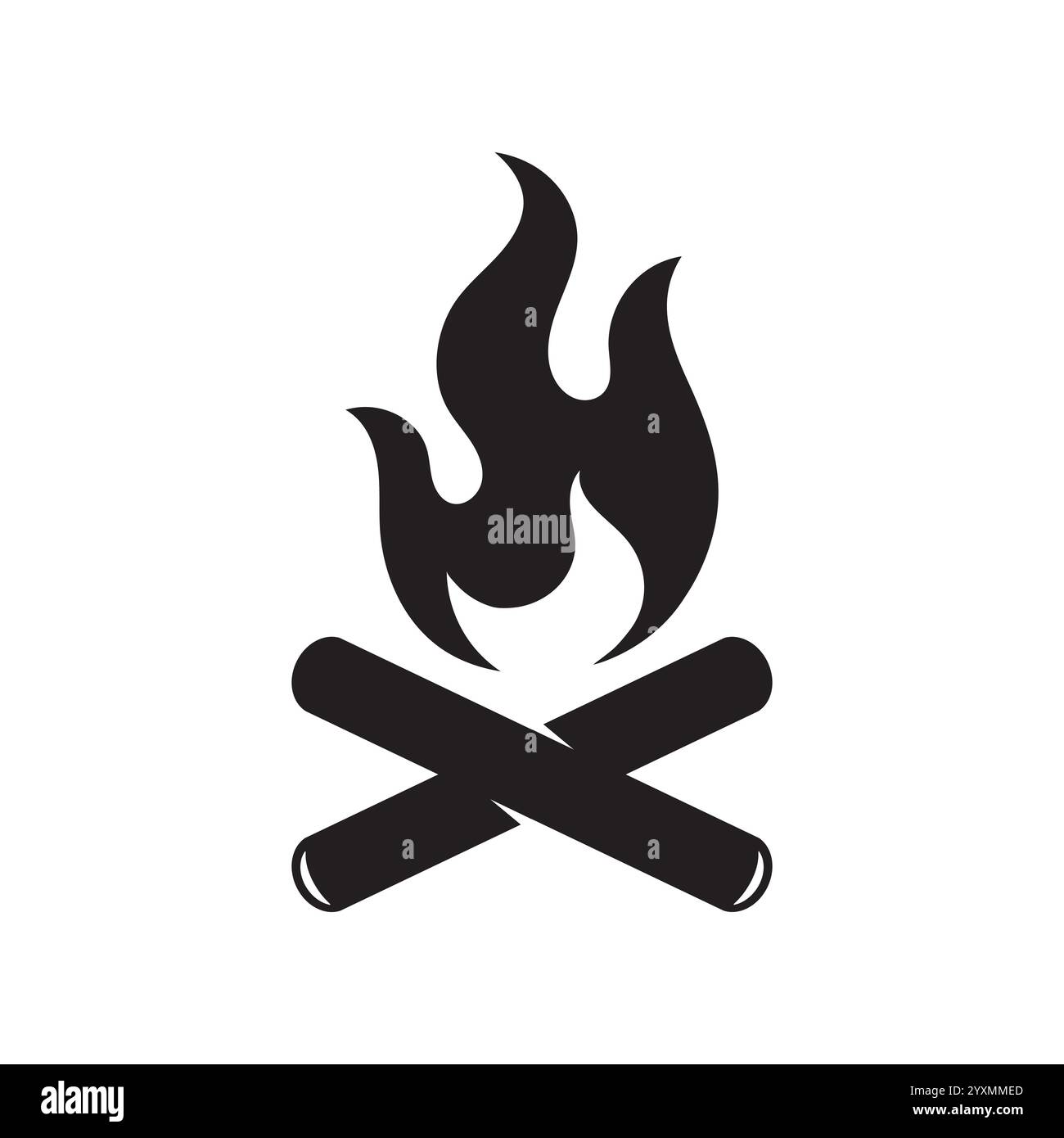 Bonfire with burning firewood logo design. Campfire simple sign ...
