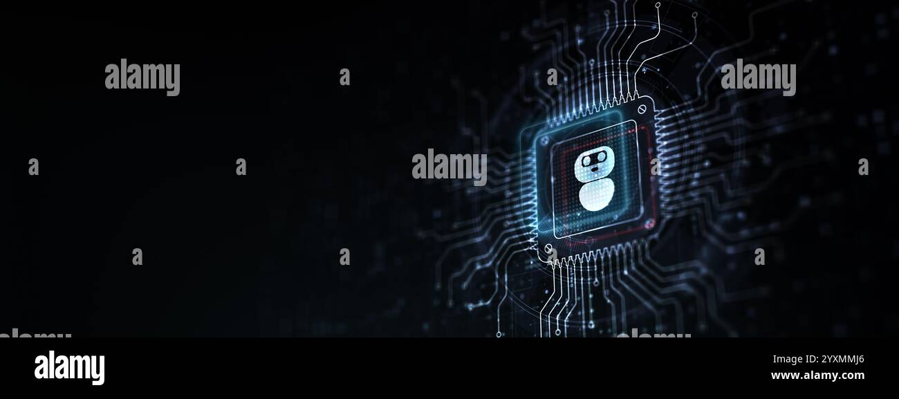 Chat Bot Automating Customer Interactions Illustrated On A Processor Touched By A Human Hand