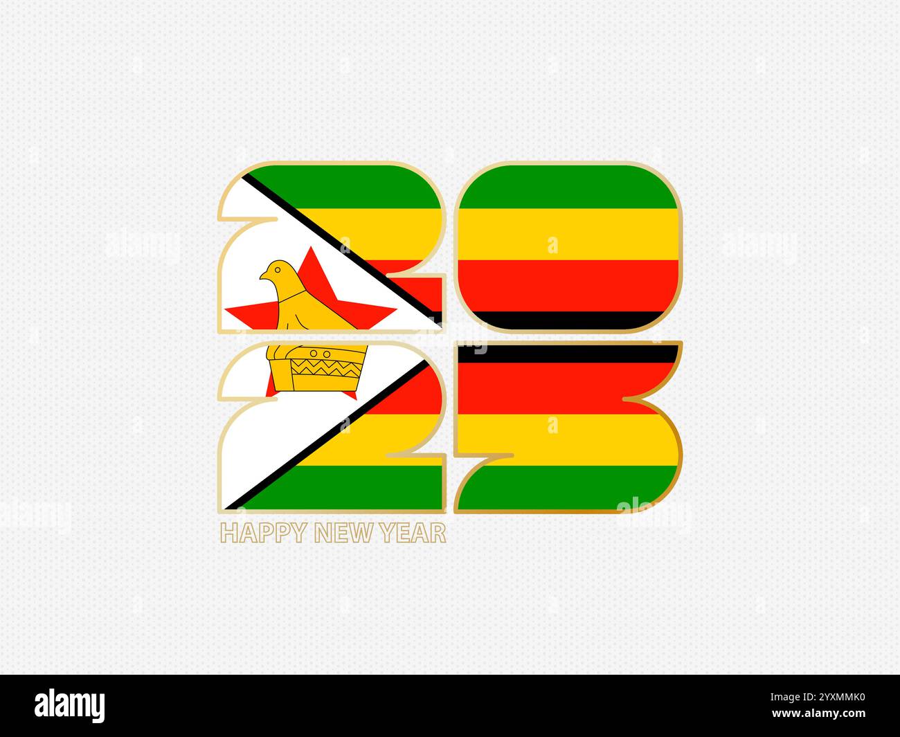 Abstract numbers 2025 with flag of Zimbabwe. Vector illustration Stock ...