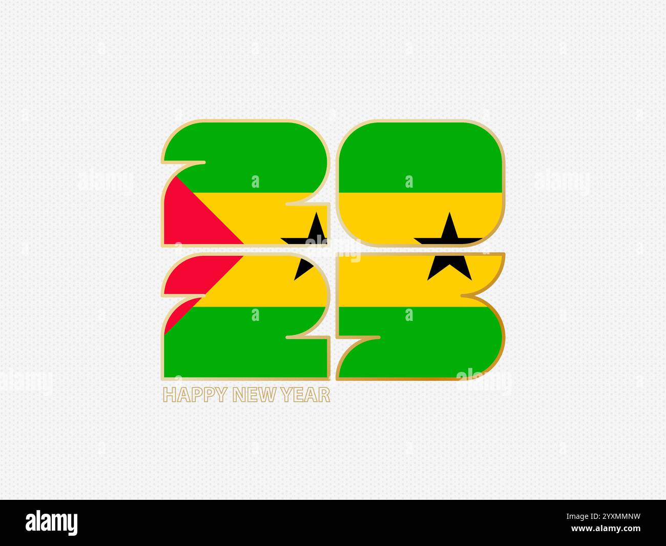 Abstract numbers 2025 with flag of Sao Tome and Principe. Vector ...