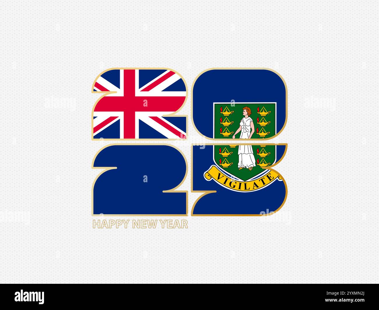 Abstract numbers 2025 with flag of British Virgin Islands. Vector ...