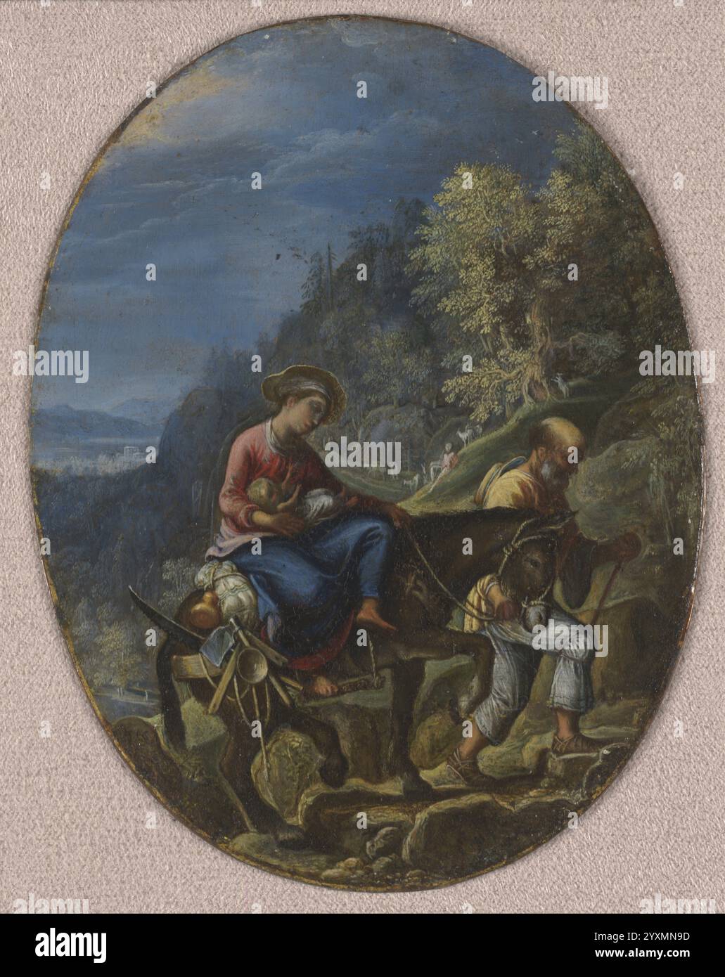 The Flight into Egypt, oil on silvered copper, c. 1605, only 9.8 cm ...